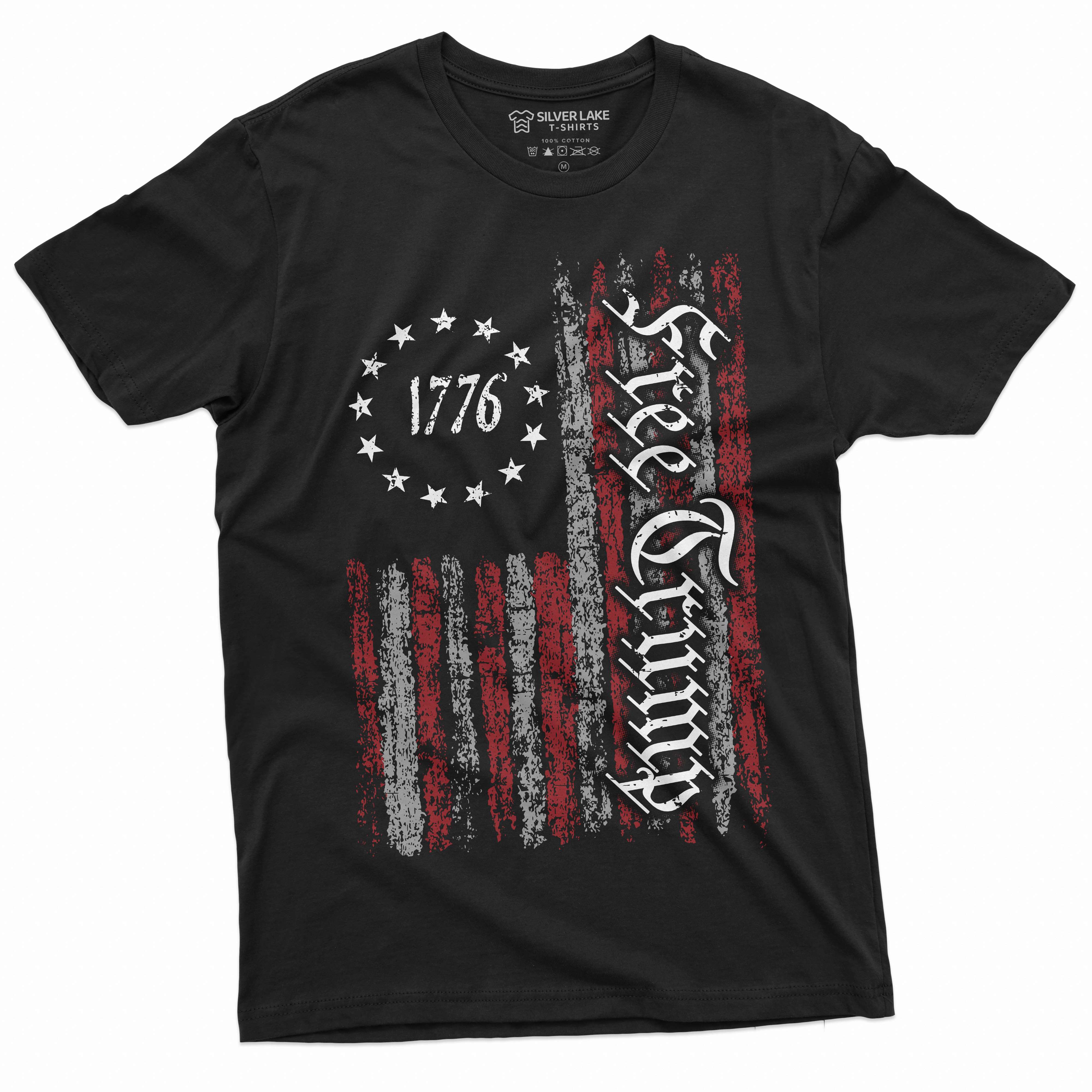 Men's Free Trump USA flag 1776 T-shirt Patriotic DJT 2024 Trump arrest ...